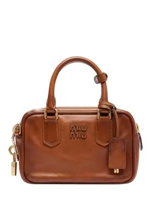 Miu Miu Arcadie Small Leather Tote - Brown