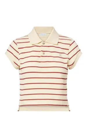 Rabanne Striped Cotton Piqué Polo Shirt - Beige