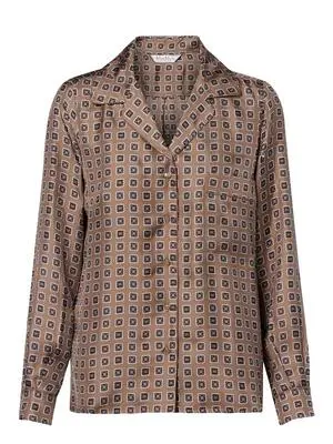 Max Mara Disco Printed Silk Twill Shirt - Brown