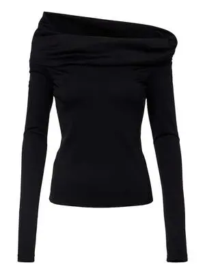 Max Mara Orafo Off-shoulder Virgin Wool Top - Black