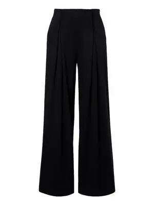 Max Mara Cocco Virgin Wool Jersey Wide-Leg Pants Black