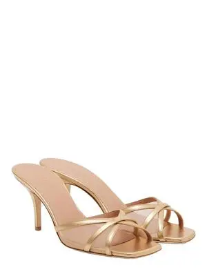 MALONE SOULIERS Perla 70 Leather And Mesh Mules - Gold