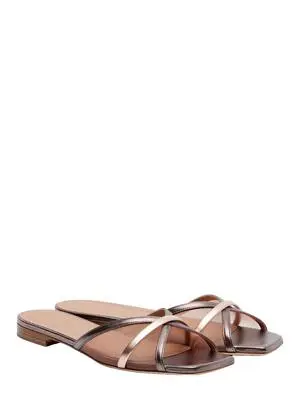 MALONE SOULIERS Perla Leather And Mesh Slides - Brown