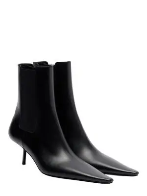 Saint Laurent Victoire 55 Leather Ankle Boots - Black
