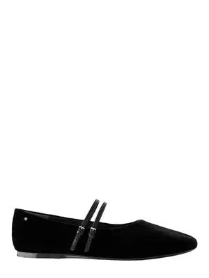 Tory Burch Leather-trimmed Velvet Mary Jane Ballet Flats - Black