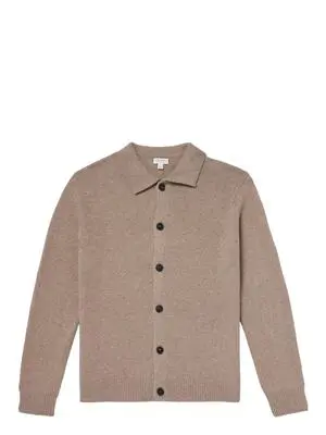 Sunspel Wool Collared Cardigan - Neutrals