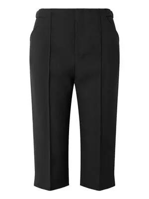 Chloé Buckle-embellished Wool-crepe Capri Pants - Black