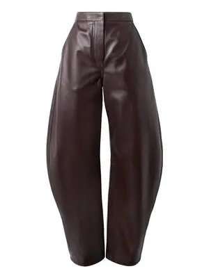 Alaïa Leather Barrel-leg Trousers - Brown