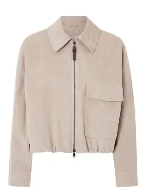 Brunello Cucinelli Embellished Padded Cotton-blend Corduroy Bomber Jacket - Beige