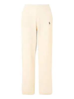 SPORTY & RICH Embroidered Cashmere And Wool-blend Track Pants - Neutrals