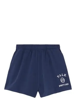 SPORTY & RICH Veritas Soft Disco Printed Jersey Shorts - Navy