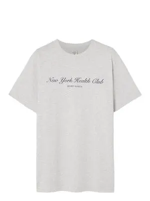 SPORTY & RICH Ny Health Club Printed T-shirt - Gray