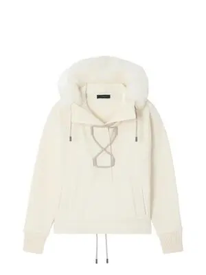 SEASE Shearling-Trimmed Wool Hoodie