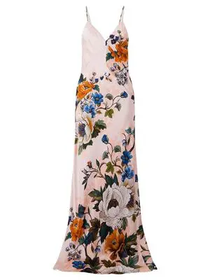 Borgo De Nor Floral-print Satin-crepe Maxi Dress - Pink