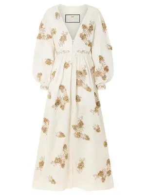 Agua Bendita Frambuesa Embroidered Maxi Dress - Multi