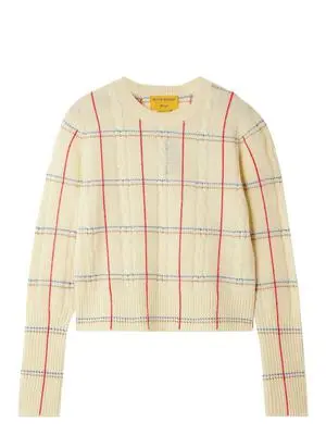 Guest In Residence Shrunken Checked Cashmere Sweater - Yellow
