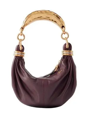 Chloé Bracelet Embellished Textured-leather Shoulder Bag - Burgundy