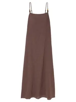 Staud Laura Bead-embellished Cotton-gauze Maxi Dress - Dark Brown