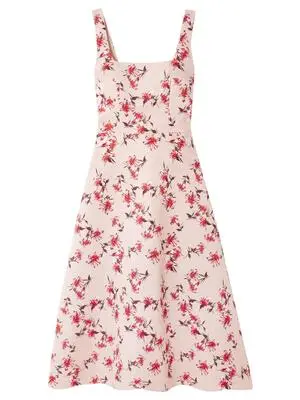 EMILIA WICKSTEAD Shiloh Floral-print Faille Midi Dress - Pink