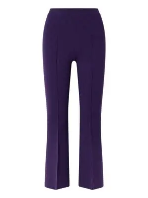 HIGH SPORT Kick Cropped Wool-blend Flared Pants - Grape