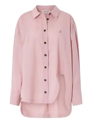 Attico Oversized Embroidered Crepe Shirt - Pink