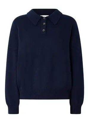 LISA YANG Etta Cashmere Polo Sweater - Blue