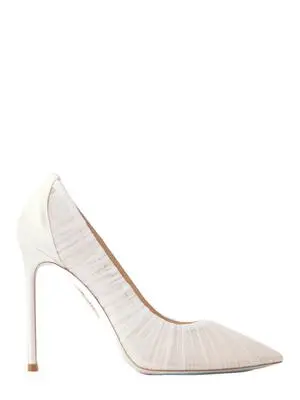 AQUAZZURA Voile 105 Tulle And Satin Pumps - White