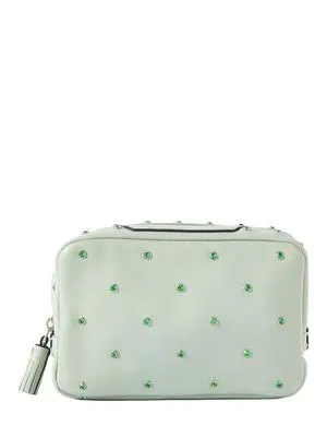 ANYA HINDMARCH Important Things Tasseled Crystal-embellished Leather Pouch - Green
