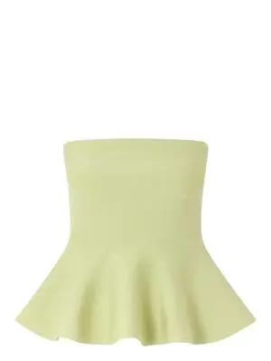 HIGH SPORT Eric Strapless Wool-blend Peplum Top - Green