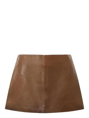 Nour Hammour Avery Leather Mini Skirt - Brown