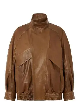 Nour Hammour Ariste Paneled Leather Jacket - Brown