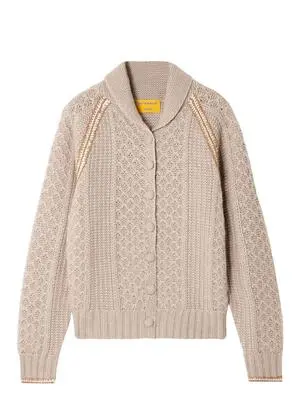 Guest In Residence Marlowe Cable-knit Wool And Cashmere-blend Cardigan - Brown