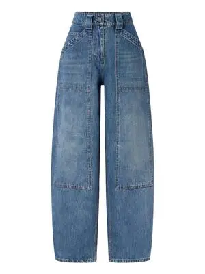 Co Paneled Barrel-leg Jeans - Mid Denim