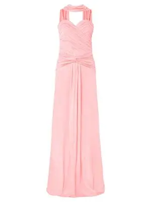 THE NEW ARRIVALS ILKYAZ OZEL Scarf-detailed Draped Jersey Gown - Pink