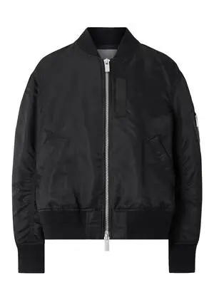 Sacai Padded Shell Bomber Jacket With Pleated Detail - Black