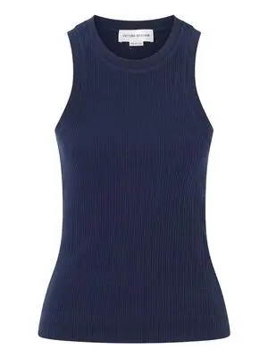 Victoria Beckham Ribbed Stretch Organic Cotton Tank - Blue