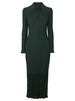 Proenza Schouler Luiza Ribbed-knit Midi Shirt Dress - Green