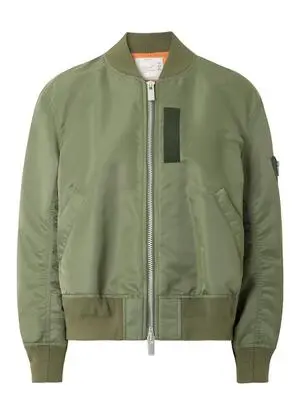 Sacai Pleated Padded Shell Bomber Jacket - Green