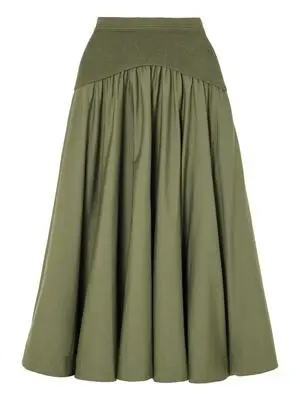 SIMKHAI Ovie Pleated Midi Skirt