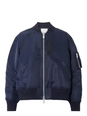 Sacai Pleated Padded Shell Bomber Jacket - Blue