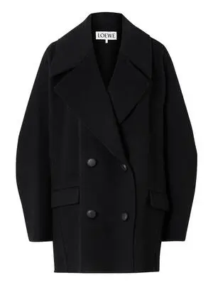 Loewe Wool Double-breasted Coat - Black