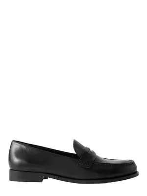 Tory Burch Leather Penny Loafers - Black