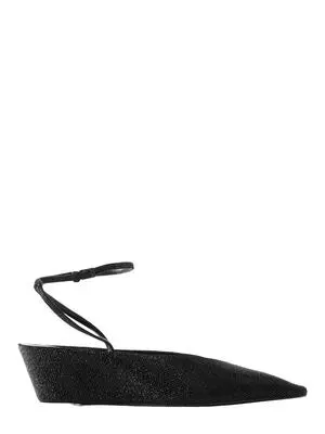 Tory Burch Crystal-embellished Leather Wedge Pumps - Black