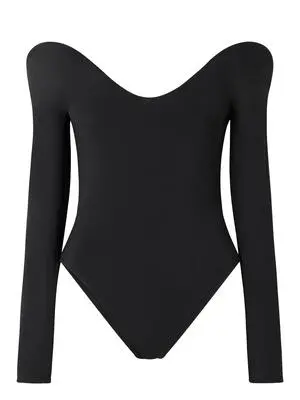 Alaïa Open-back Padded Jersey Bodysuit - Black