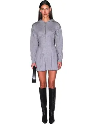 Fleur Du Mal Unzip Me Hoodie Dress - Medium Heather Grey