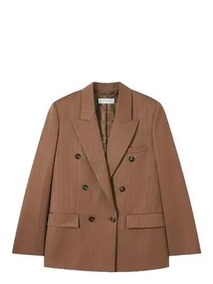 Stella McCartney Oversized Pinstripe Double-Breasted Blazer Neutral