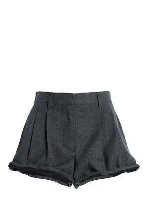 Prada Pleated Grisaille Wool Shorts - Grey
