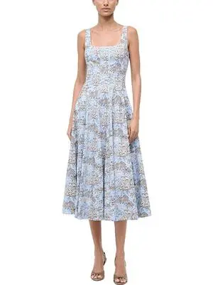 Staud Wells Midi Dress - Sky Toile