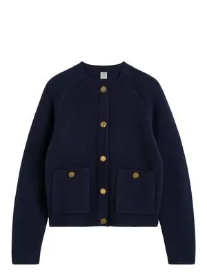 TOTEME Hammered-button Cashmere-wool Cardigan - Navy