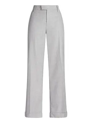 Brunello Cucinelli Bead-embellished Wool-flannel Wide-leg Pants - Light Gray